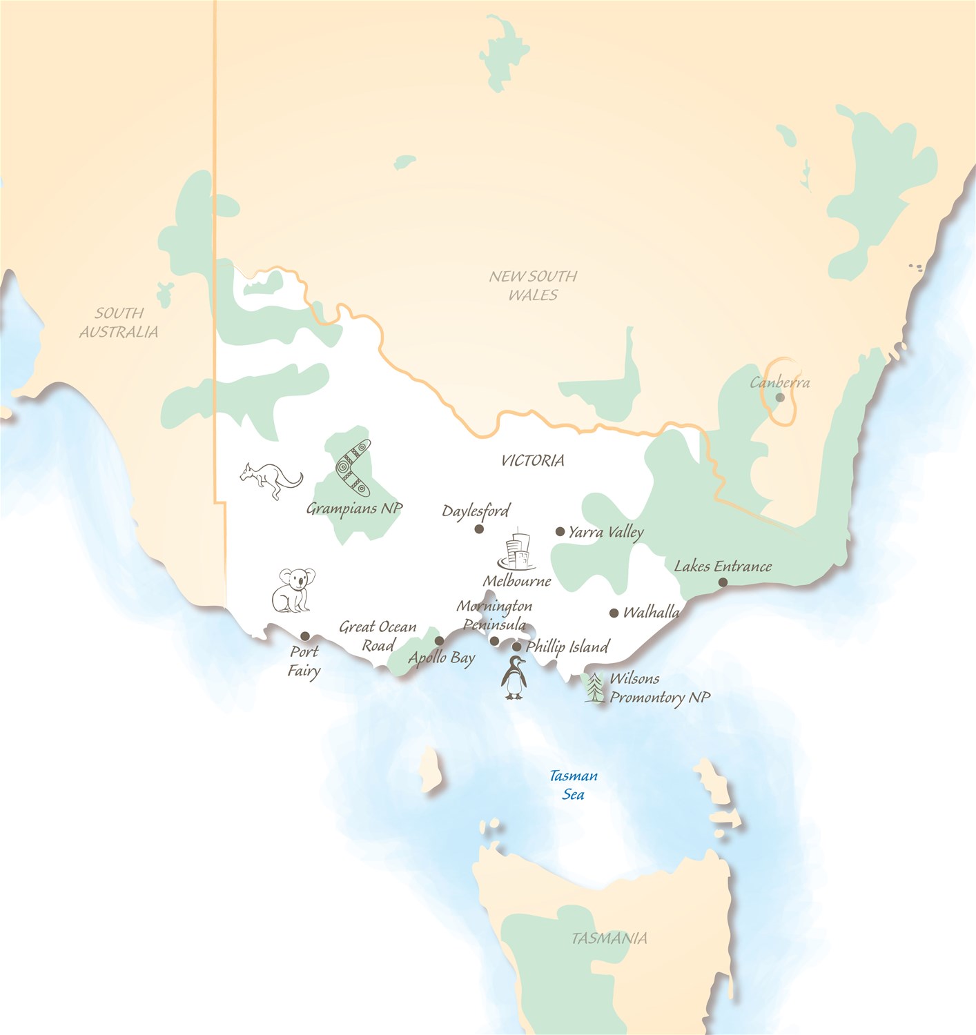 Physical Map Of Islands Victoria