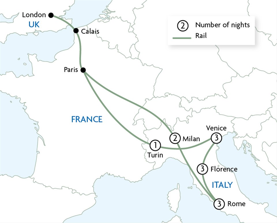 Grand Tour of Italy - by rail from London Tour | Trailfinders